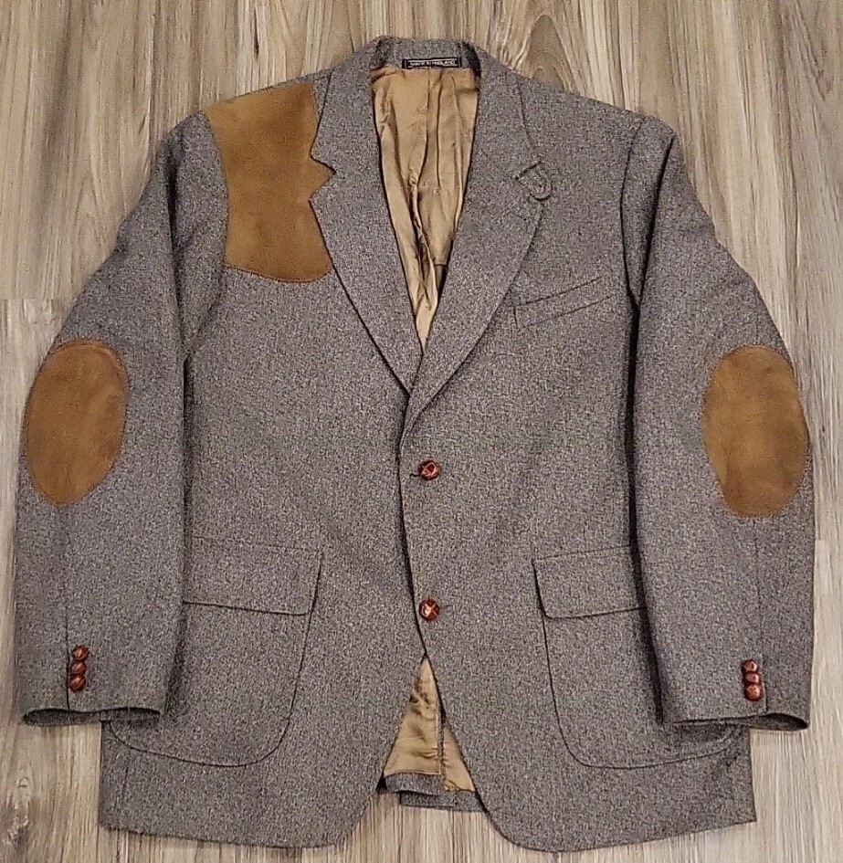 Orvis Thornproof Twisted Tweed Brown Suede Elbow Shooting Jacket Sz ...