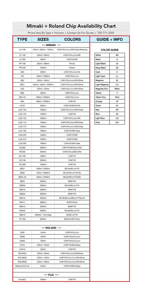 Roland Eco Solvent Max3 Chip - 500ml - One-Time Use [Select Color + Exp ...