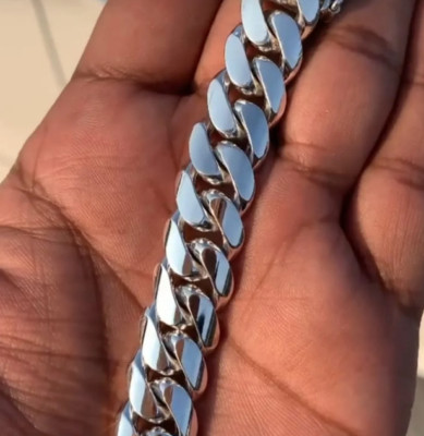 Real Solid 925 Sterling Silver Miami Cuban Mens Boys Chain Bracelet or ...