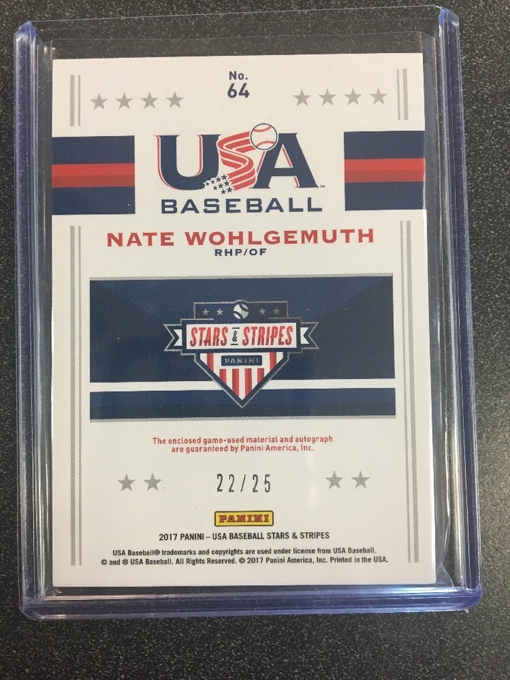 2017 Panini Stars & Stripes USA Nate Wohlgemuth Rare Auto 4 Color Patch ...