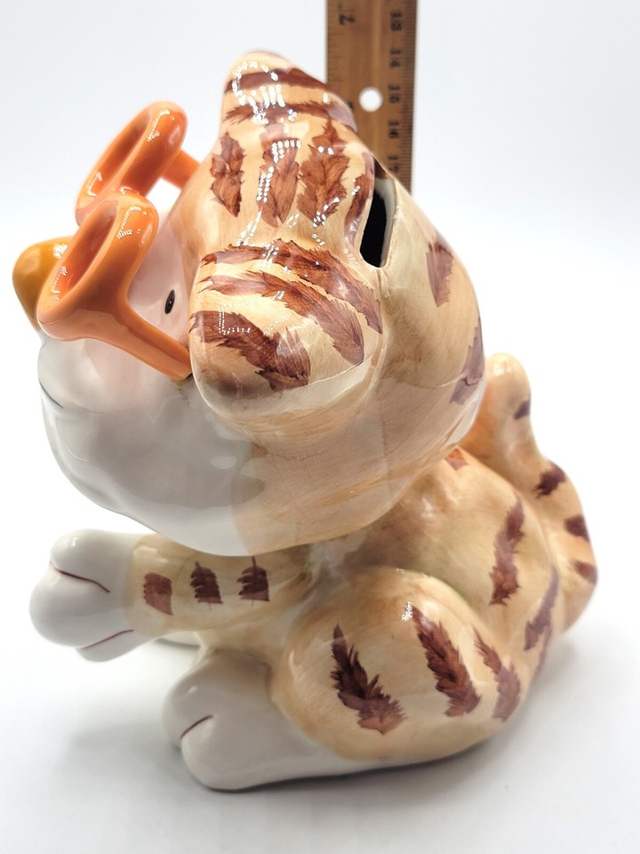 Ceramic Cartoon Kitty Cat Bank Figurine Tan Orange Stripes 7" Tall | eBay