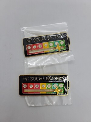 My Social Battery Pin Enamel Emotional Pin Back To School!!! 2 Pack | eBay