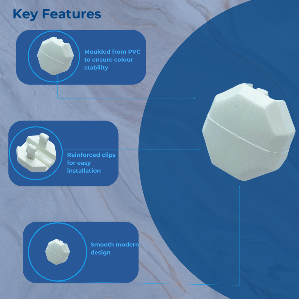 10 x White Round UPVC Drainage Cap Octagonal Face Drain Covers for ...