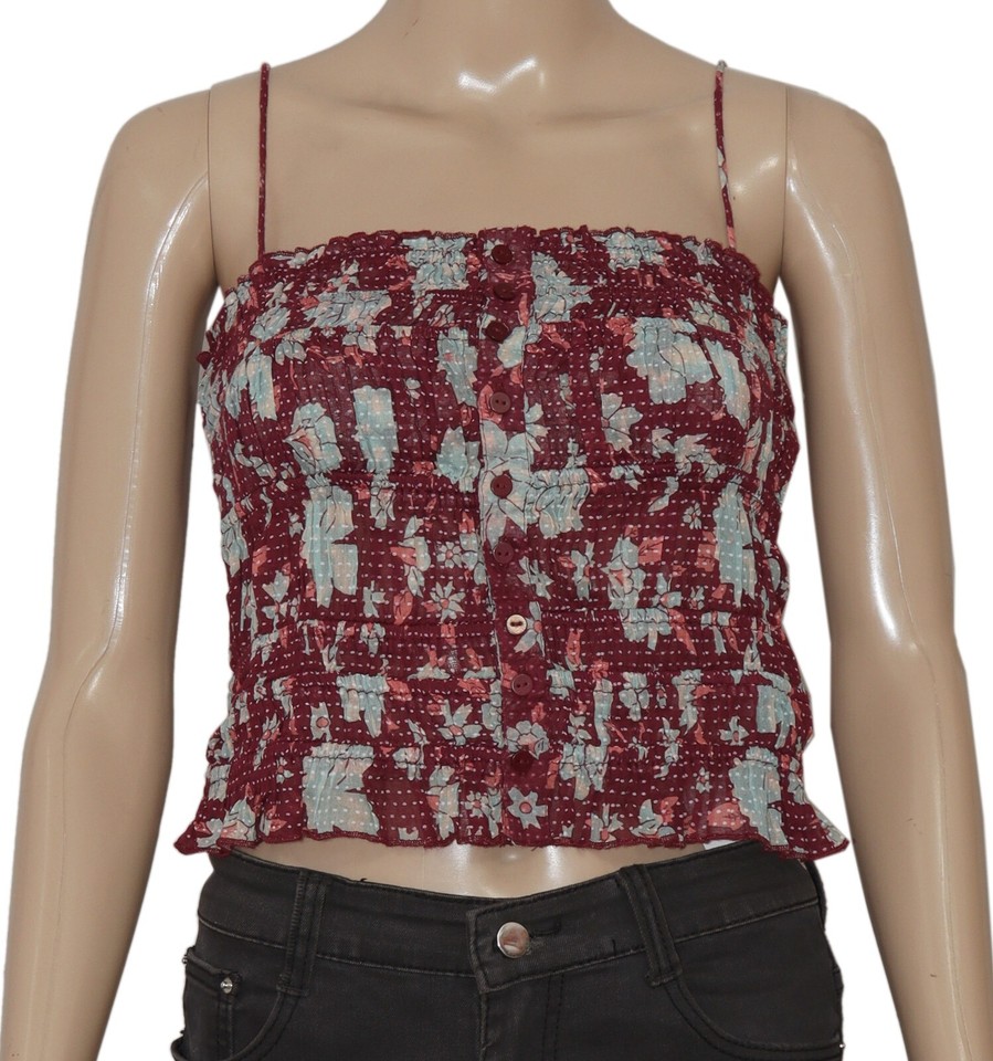Free People Hand Printed Meridian Corset Top Fp One Buttondwon Smocked ...