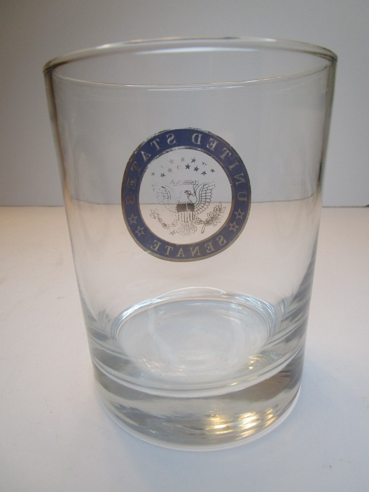 United States Senate Cocktail Glass Clear with Gold & Navy-Blue Seal ...