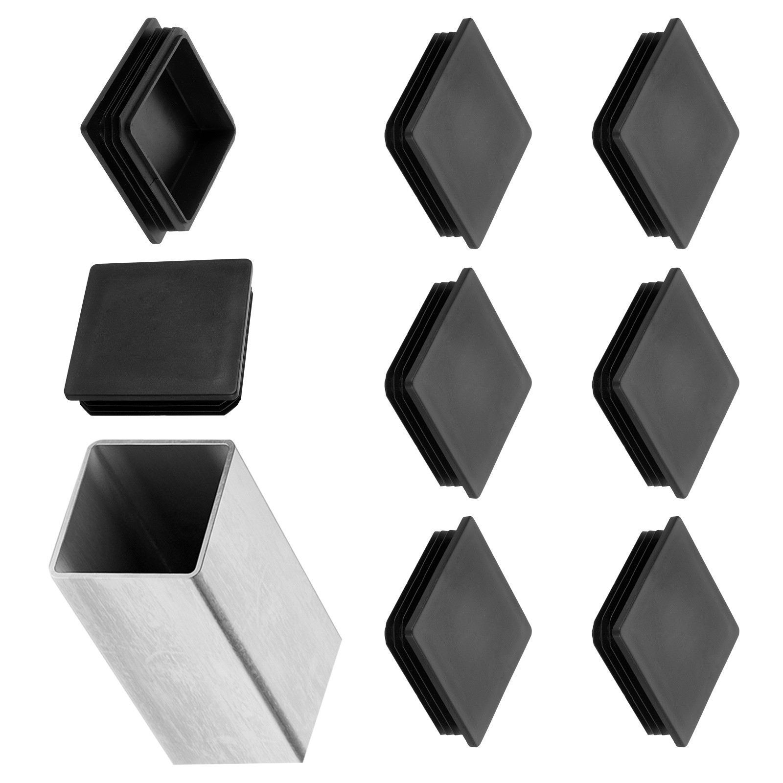 8Pcs 3 1/2" (90mm) Square Tubing End Caps Plastic Hole Plugs End Cap ...