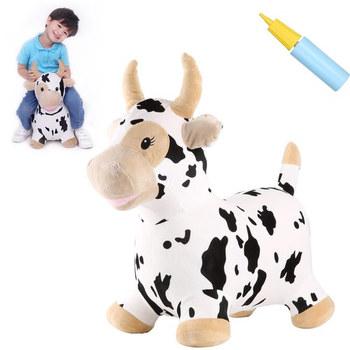 Bouncy Cow Farm Animal Hopper Toys, Toddler Plush Bouncing Inflatable ...