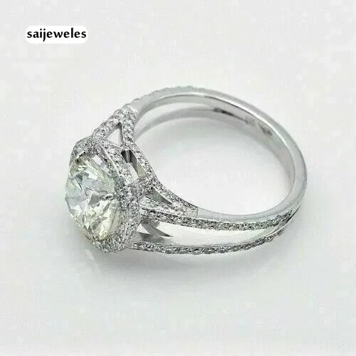 3.54CT Round Lab Created Diamond Split Shank Halo Wedding Ring 14K White Gold FN | eBay