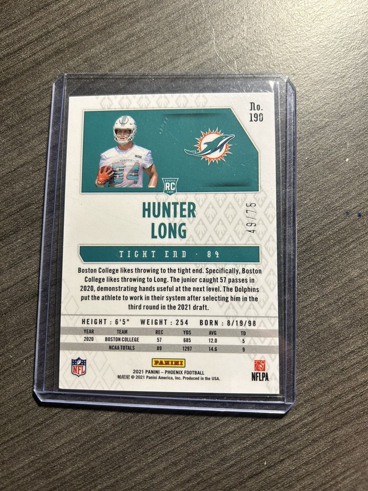 2021 Panini Phoenix Yellow #190 Hunter Long /75 A2 | eBay