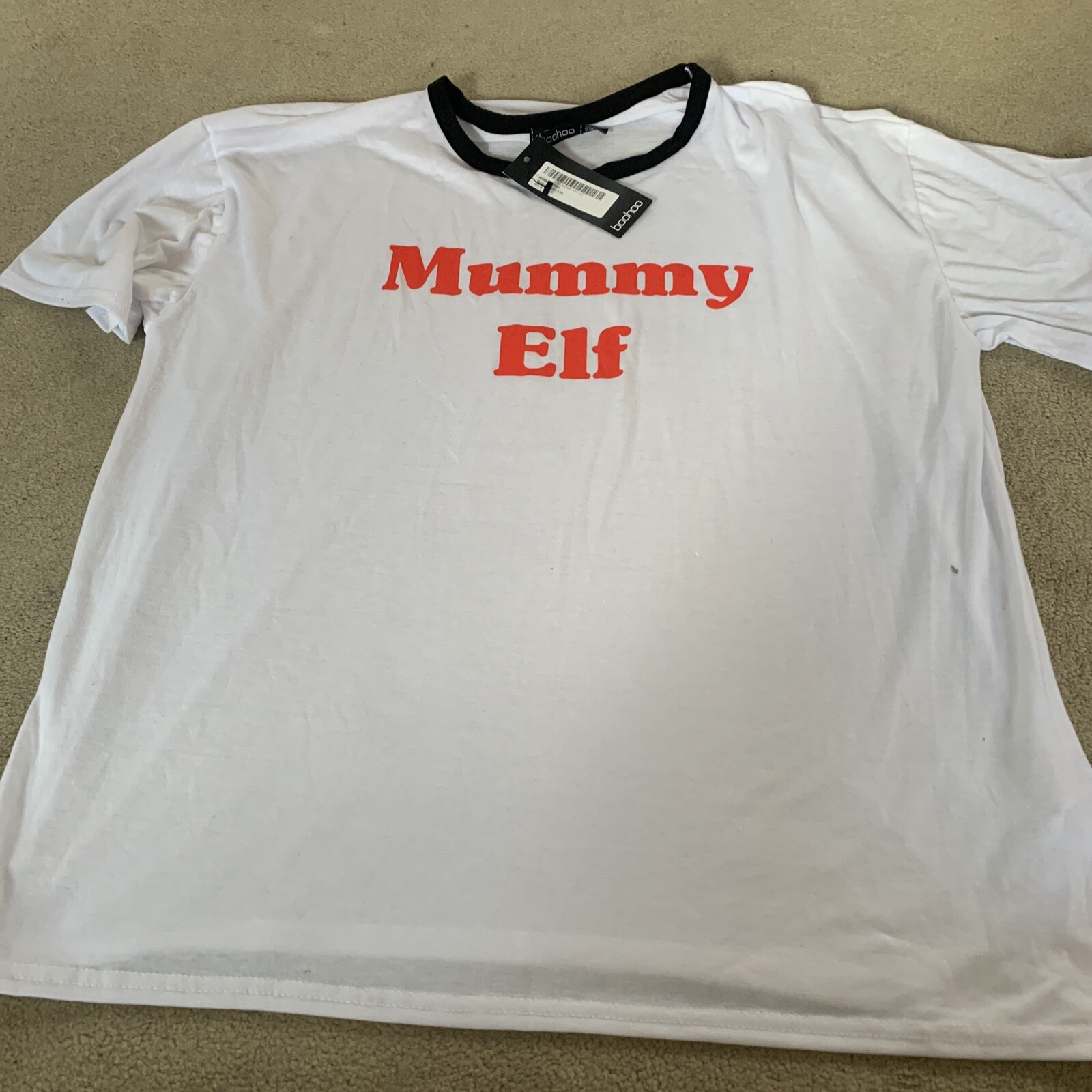 Woman pyjamas top Boohoo size14 white with Mummy Elf | eBay UK