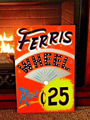 Vintage Metal Carnival FERRIS WHEEL Sign Circus Amusement Park Midway ...