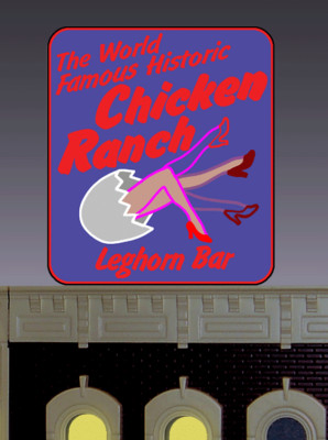 FAMOUS CHICKEN RANCH ANIMATED BILLBOARD SIGN -O-SCALE- LIGHTS, FLASHES ...