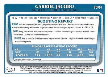 2011 Bowman Chrome Prospects #BCP54 Gabriel Jacobo FREE SHIPPING! | eBay