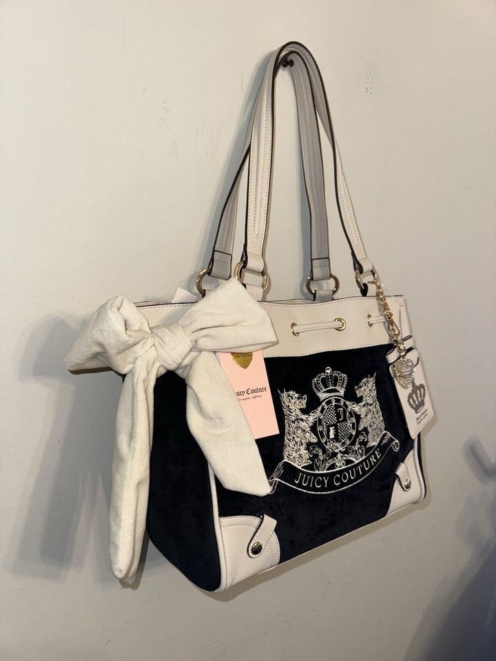 Black Juicy Couture Classic Scottie Dogs Tote Licorice/Crystal Daydreamer | eBay