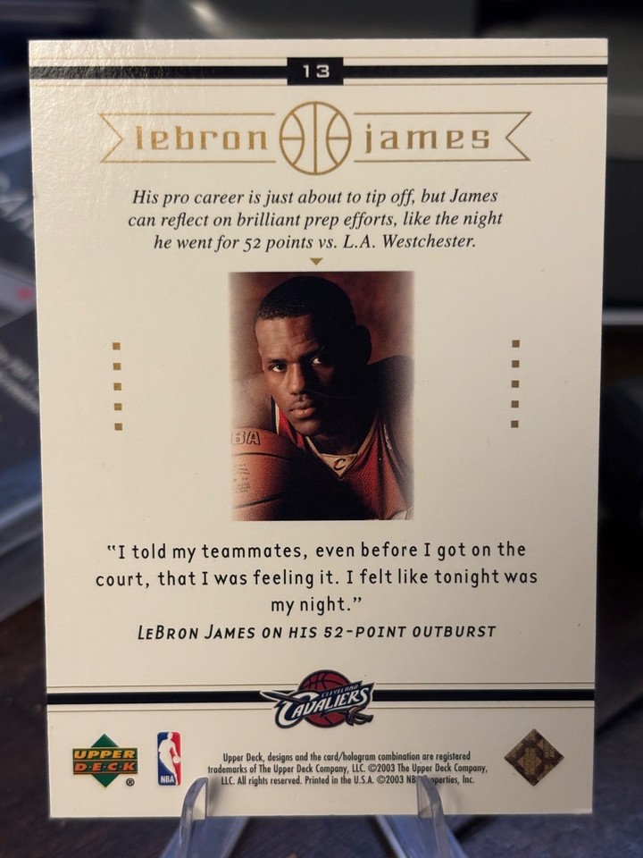 2003 Upper Deck LeBron James Box Set #13 LeBron James/In the Zone | eBay