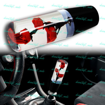 JDM 15CM VIP Clear Red Real Flowers Manual Gear Stick Shift Knob Lever ...