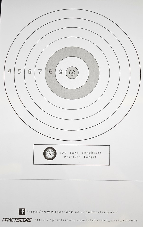 100 Yard Benchrest Airgun Practice Target as seen at RMAC, EBR, NAC ...