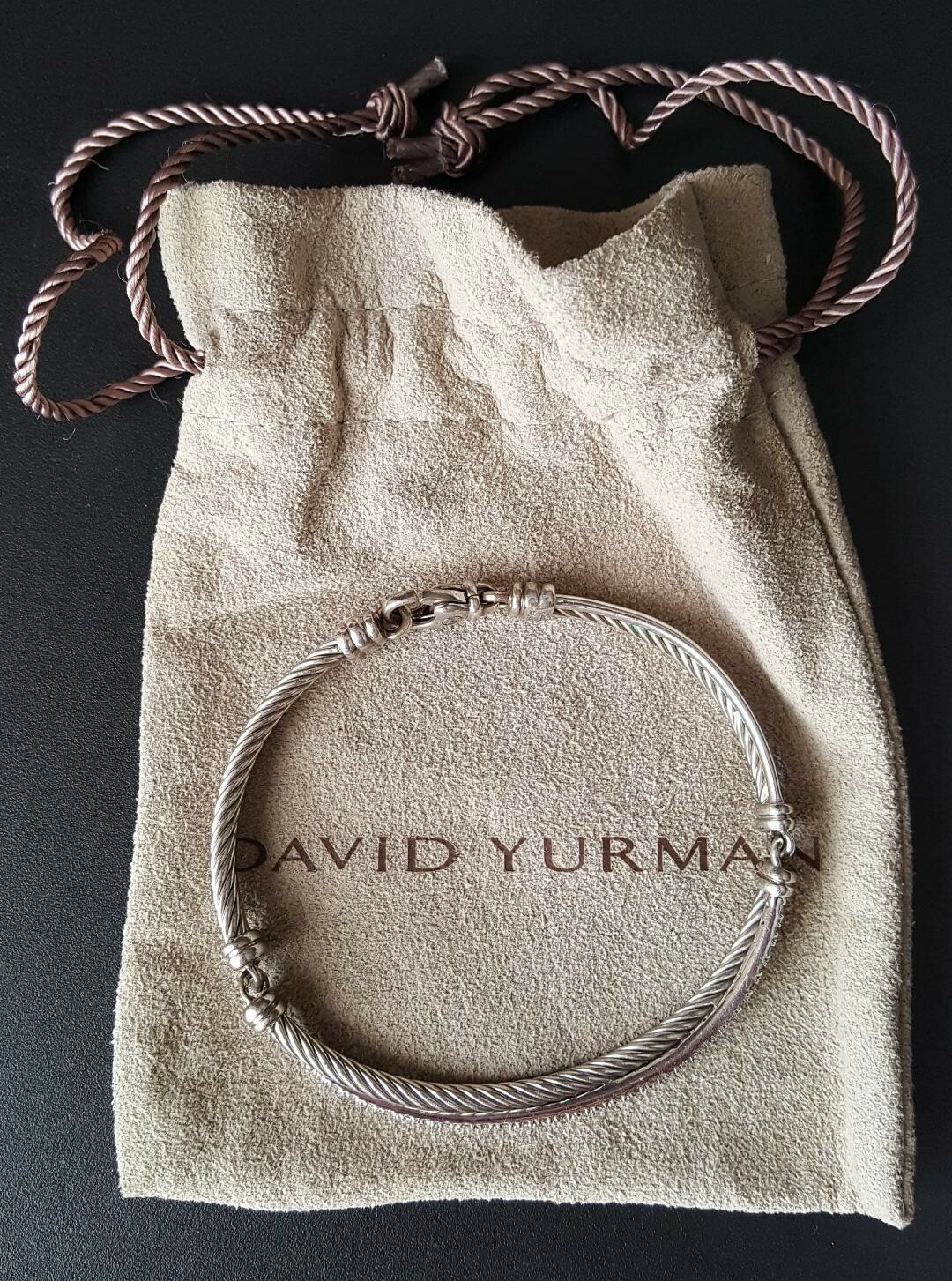 David Yurman 925 Sterling Silver White Gold 585 Diamond Cable Crossover ...