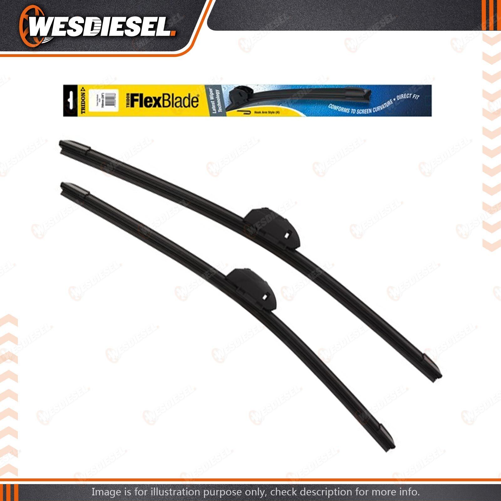 Pair Tridon Frameless Windscreen Wiper Blades fit Hyundai Lantra 06/92 ...