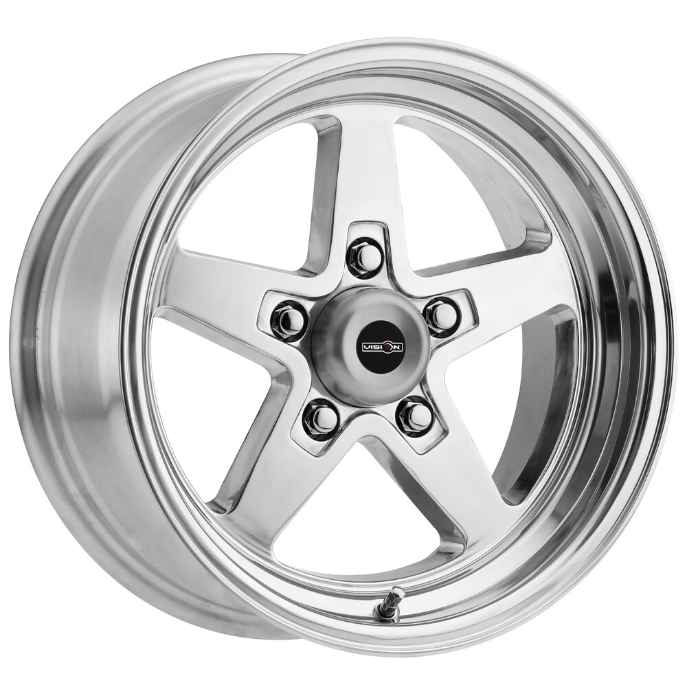 (Set of 4) Vision 571 Sport Star 15x8 5x4.5" +0mm Polished Wheels Rims ...