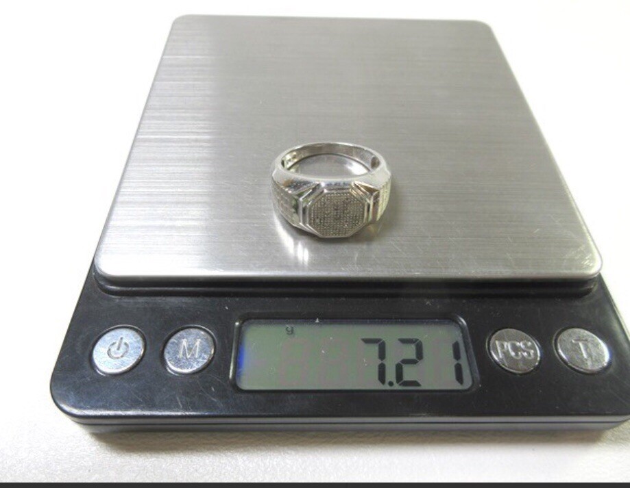 Man Stunning Sterling Silver P4SR Diamond Ring | eBay