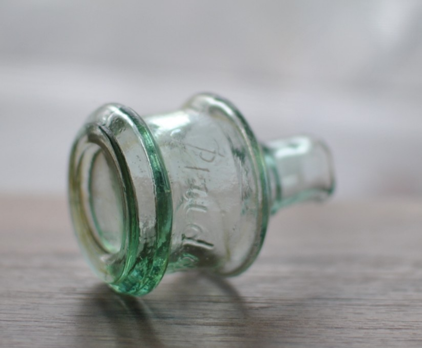 PRIDGE Aqua Glass Cotton Reel INK Bottle | eBay UK