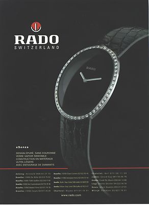 PUBLICITE ADVERTISING 2001 RADO montre Senza entourage diamants 080612 ...