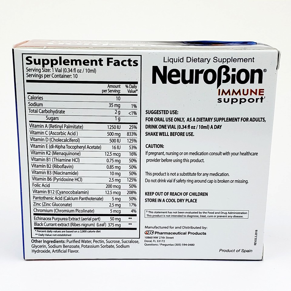 Neurobion Immune Support with Echinacea & Zinc 10 vials x 10 ml ...
