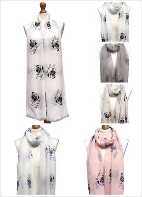 Pug Print Fancy Women Printed Ladies Large Scarf Girls Shawl Hijab ...