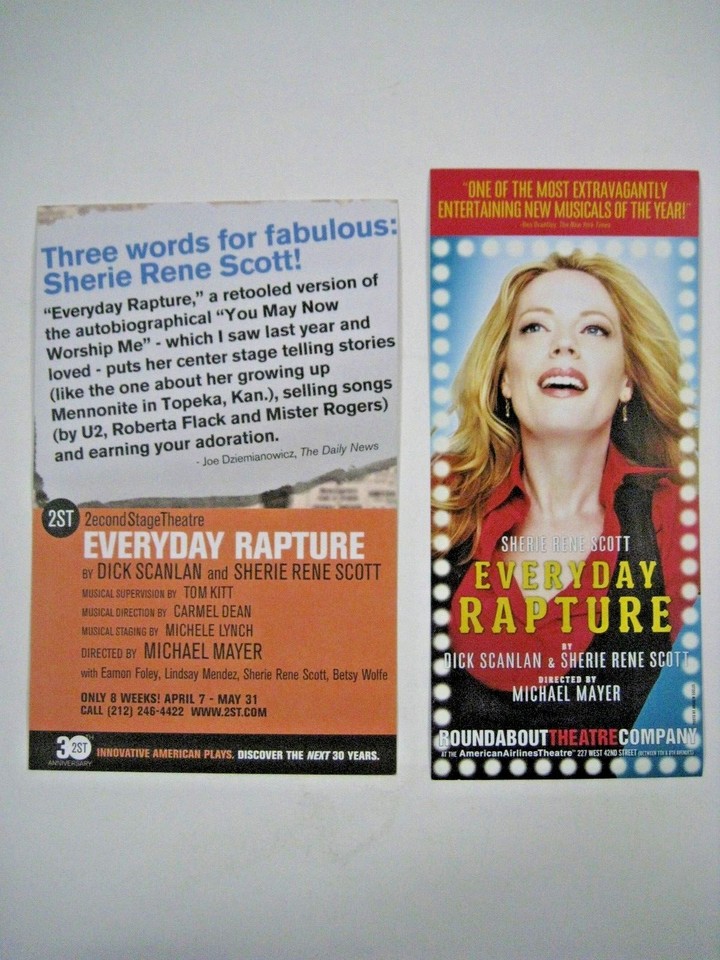 Everyday Rapture Playbill 2009 Second Stage Theatre Sherry Rene Scott ...
