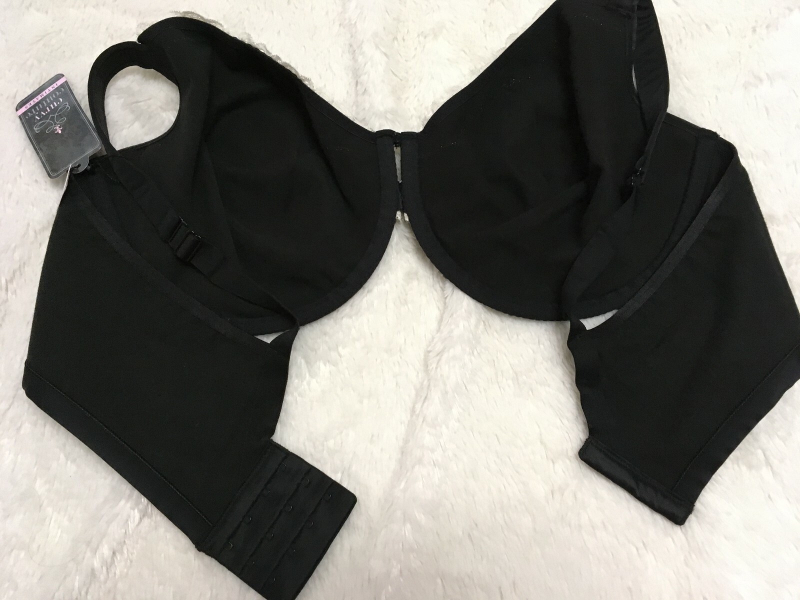 Curvy Couture Natural Luxe 44DDD Bra Cotton Black Lace Underwire ...