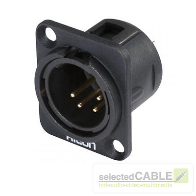 HICON XLR 4-pol Panel Jack Metal Male Type D Sysboxx Gold Plated Pin HI ...