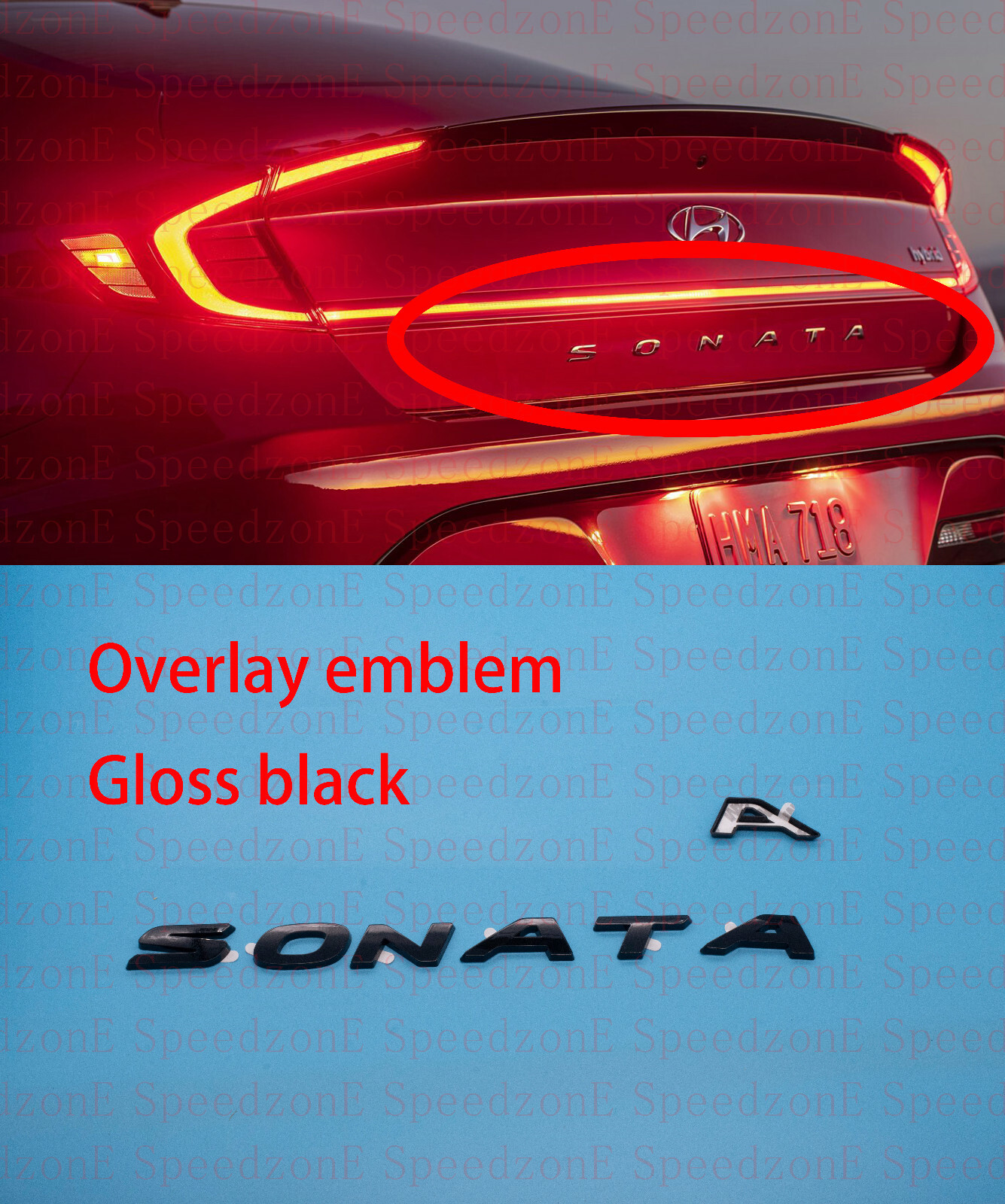 Glossy Black Rear SONATA Overlay Emblem Badge For Hyundai Sonata 2020 ...