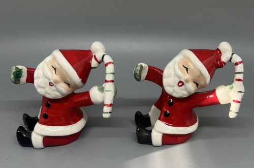 VTG 1957 Napcoware Santa Claus Candy Cane Napco Christmas Candle Holder ...