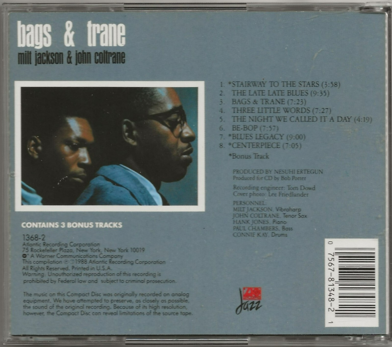 MILT JACKSON & JOHN COLTRANE ~BAGS & TRANE (1961)/1988 ATLANTIC JAZZ ...