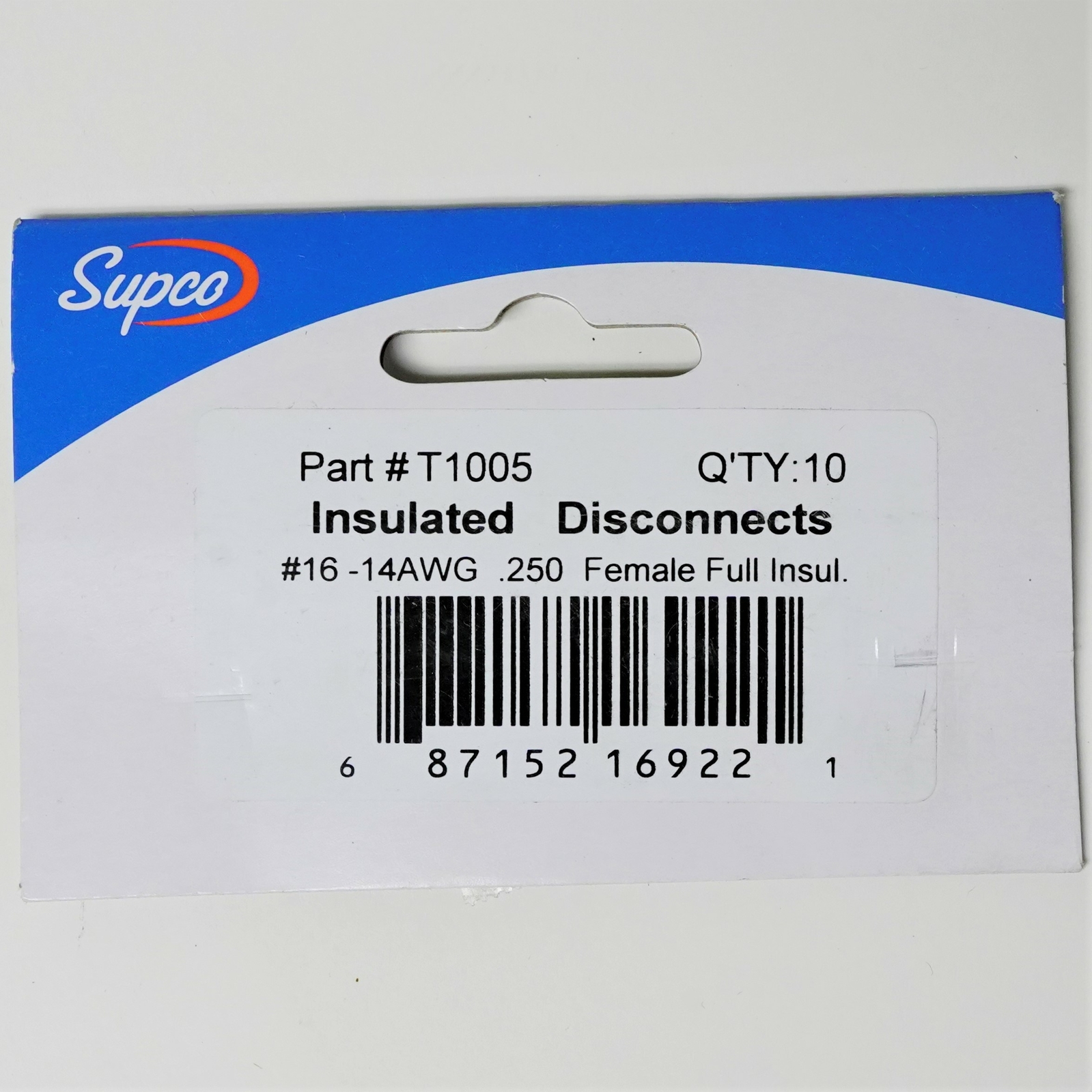Supco T1005 Fully Insulated Female Slip On Electrical Terminal 16-14 ...