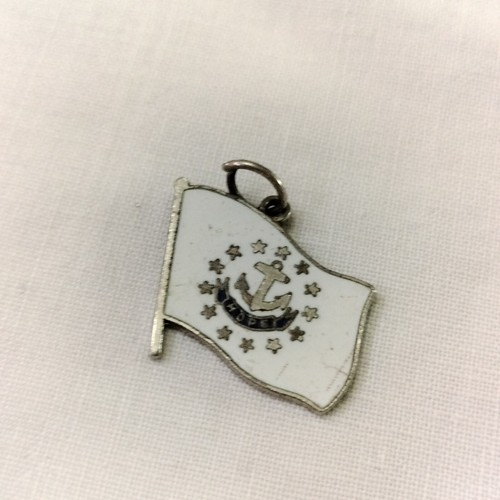 Vintage enamel Rhode Island state flag RI sterling charm pendant Anchor ...