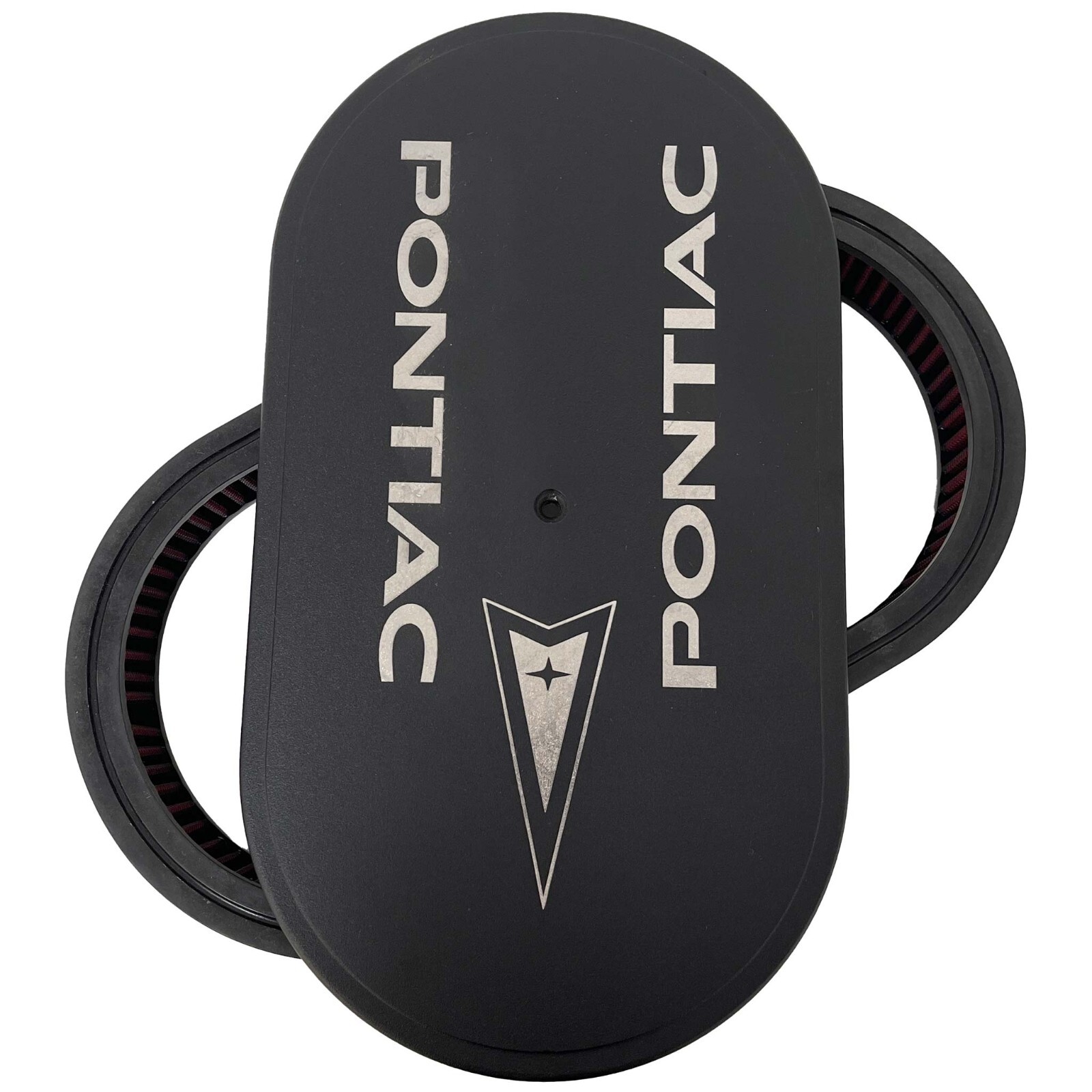 Pontiac 15" Black Oval Air Cleaner Kit, Logo & Text - Engraved Logo ...