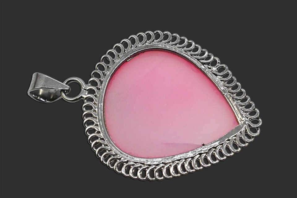 18K Black Plated Well Window Pink Druzy Oval Shape Pendant Overlay ...