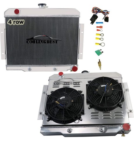 4Row Radiator&Shroud&Fan For 1972-1985 Jeep CJ5 CJ6 CJ7 w/ Chevy 350 V8 ...