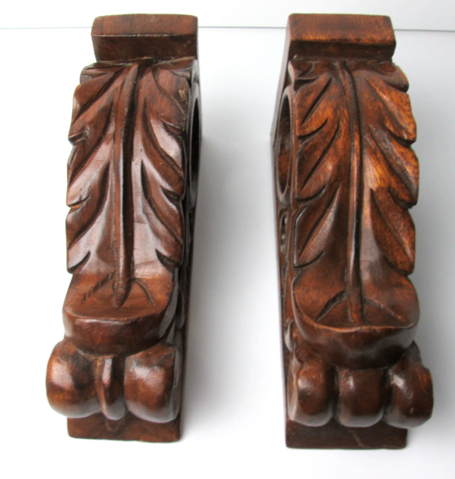 2 Drapery Sconce Corbels Curtain Rod SwagHolder Brackets Wood Mahagony ...