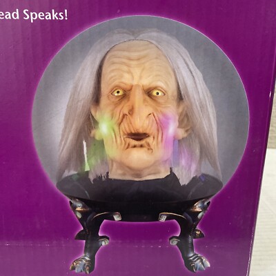 Gemmy Halloween Animated Witch Head Crystal Ball Spirit Ball #944824 ...