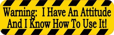 10in x 3in Warning I Have An Attitude Sticker Car Truck Vehicle Bumper ...