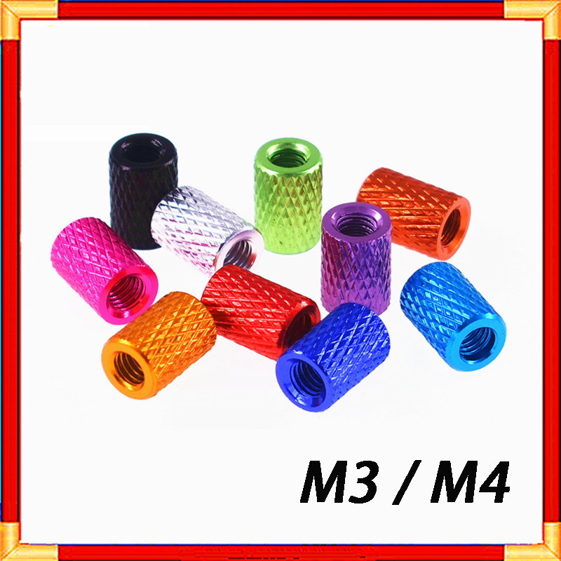 M3 / M4 Knurled Threaded Sleeve Rod Bar Aluminum Alloy Stud Round ...