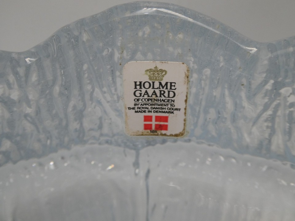 VINTAGE HEAVY HOLMEGAARD AKANDE WATER LILY CRYSTAL GLASS BOWL STICKER ...