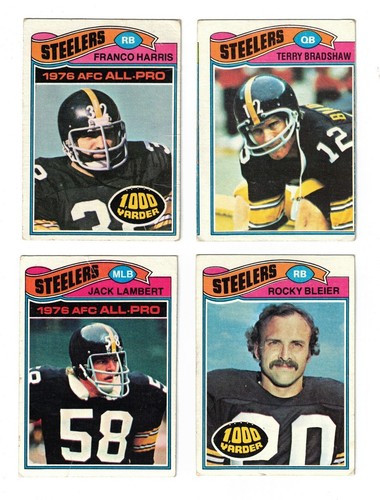 1977 Topps Football PITTSBURGH STEELERS 4 card lot Bradshaw Harris ...