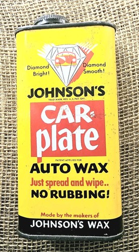 Vintage 1950s Johnsons Car Plate Auto Wax 10oz Metal Can | eBay