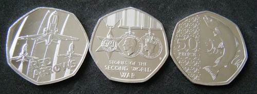 2025 50p Coin BU - Red Arrows Second World War Atlantic Salmon - Choose ...