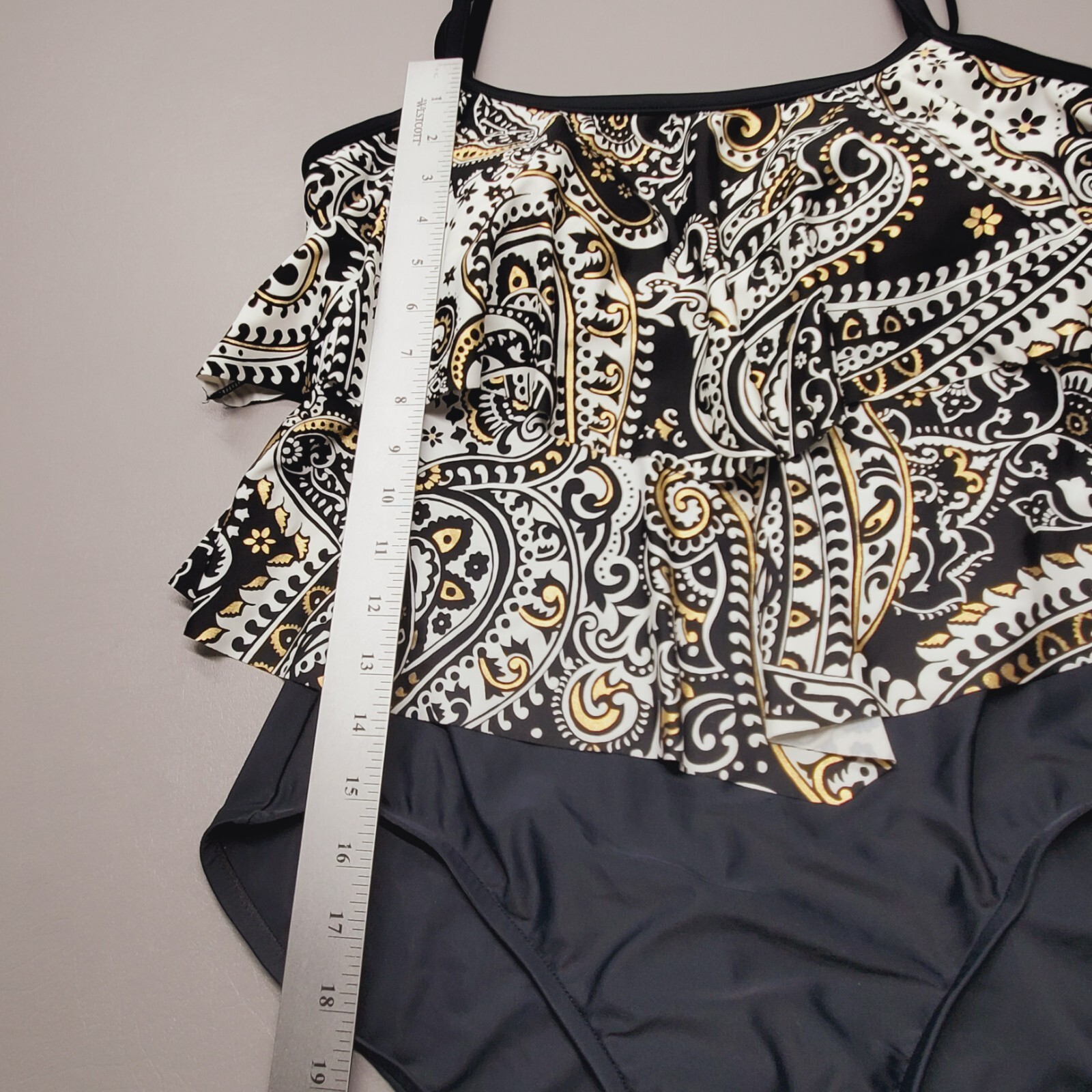 Azul Swimwear One Piece Black Paisley Print Swimsuit … - Gem