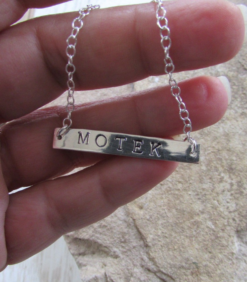 Sweetie Handstamped Bar Pendant Sterling Silver Motek Hebrew Necklace ...
